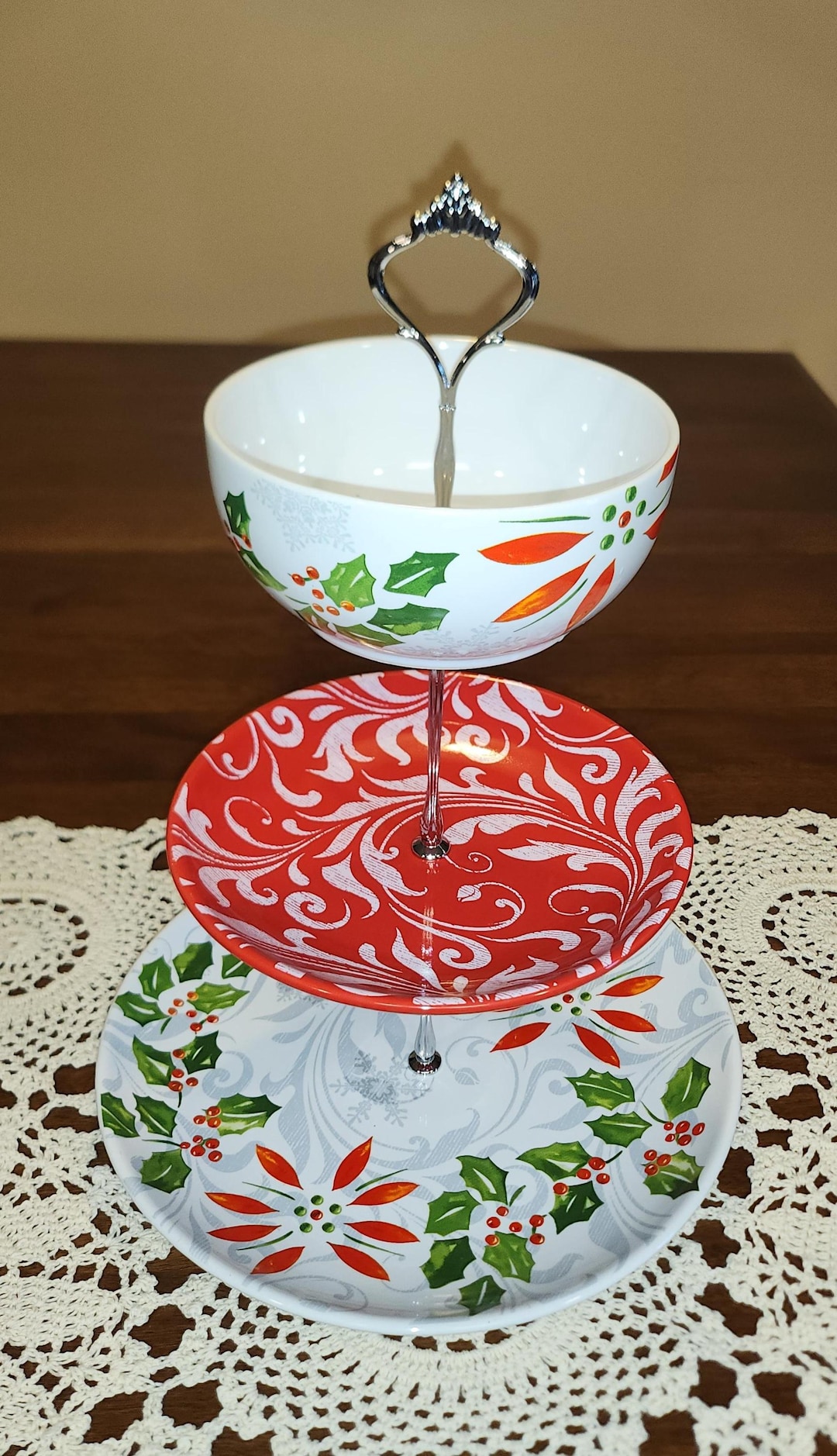 Temp-tations Festive Holiday Tiered Cake Stand: Christmas Serveware - Etsy