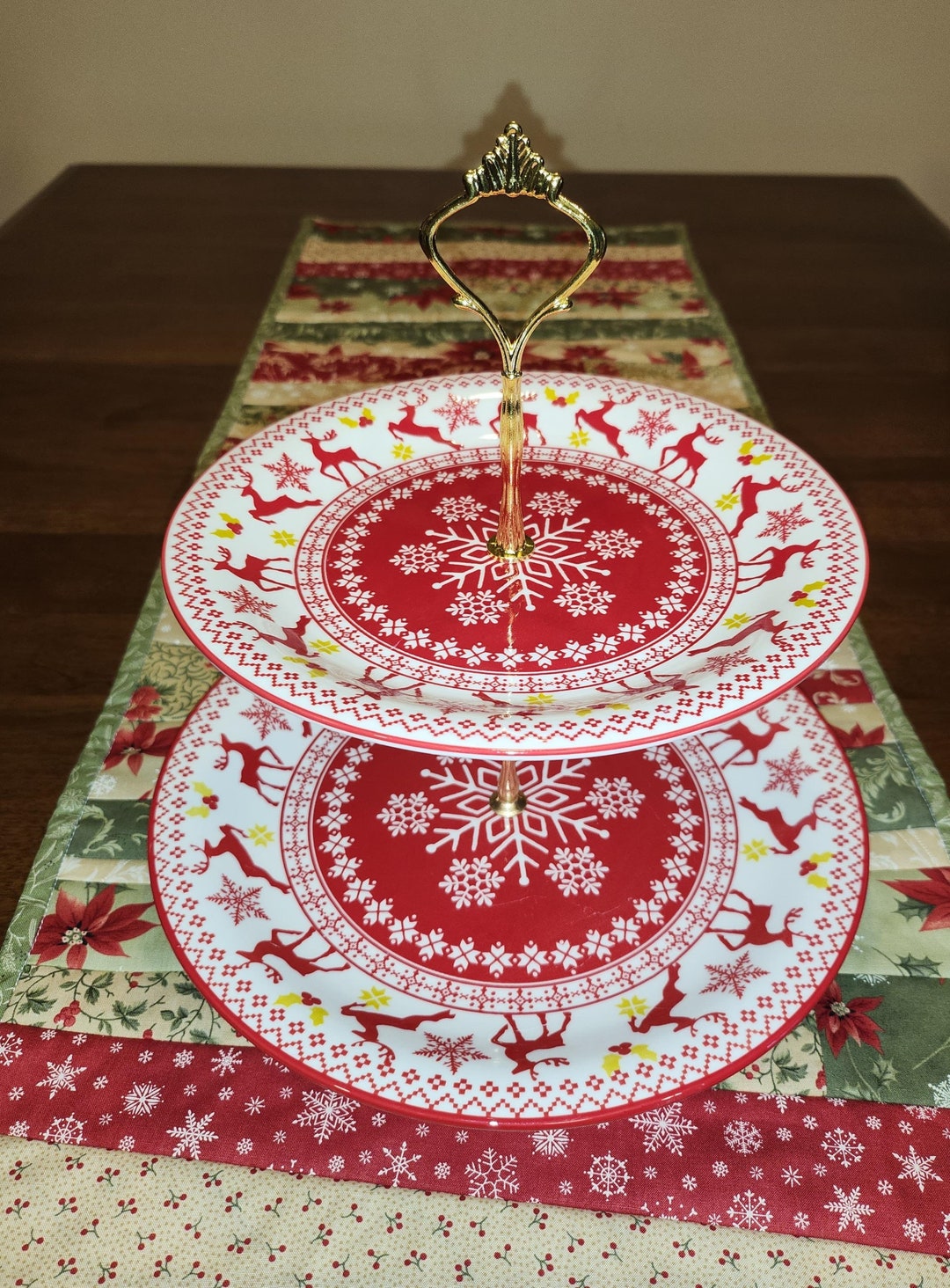 Christmas Cake Stand: Snowflake Reindeer Holiday Decor - Etsy