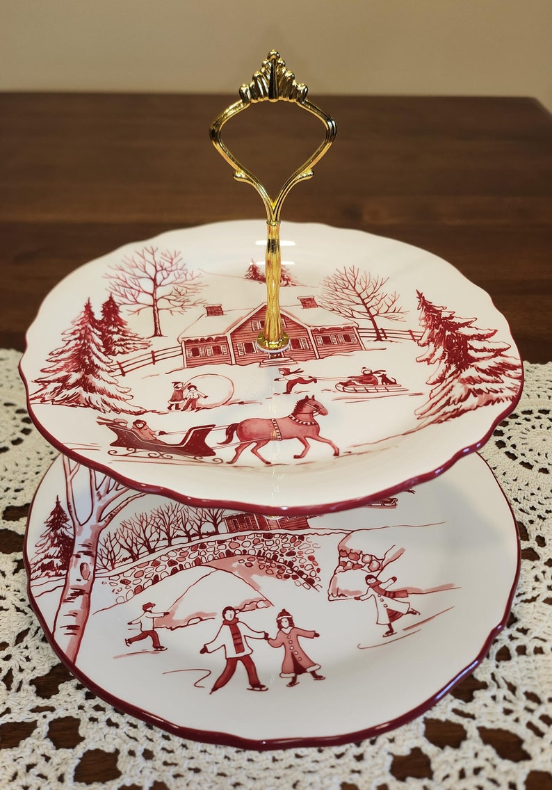 Bico Toile Winter Wonderland New Stock Two Tier Cake Stand Tiered Tray ...