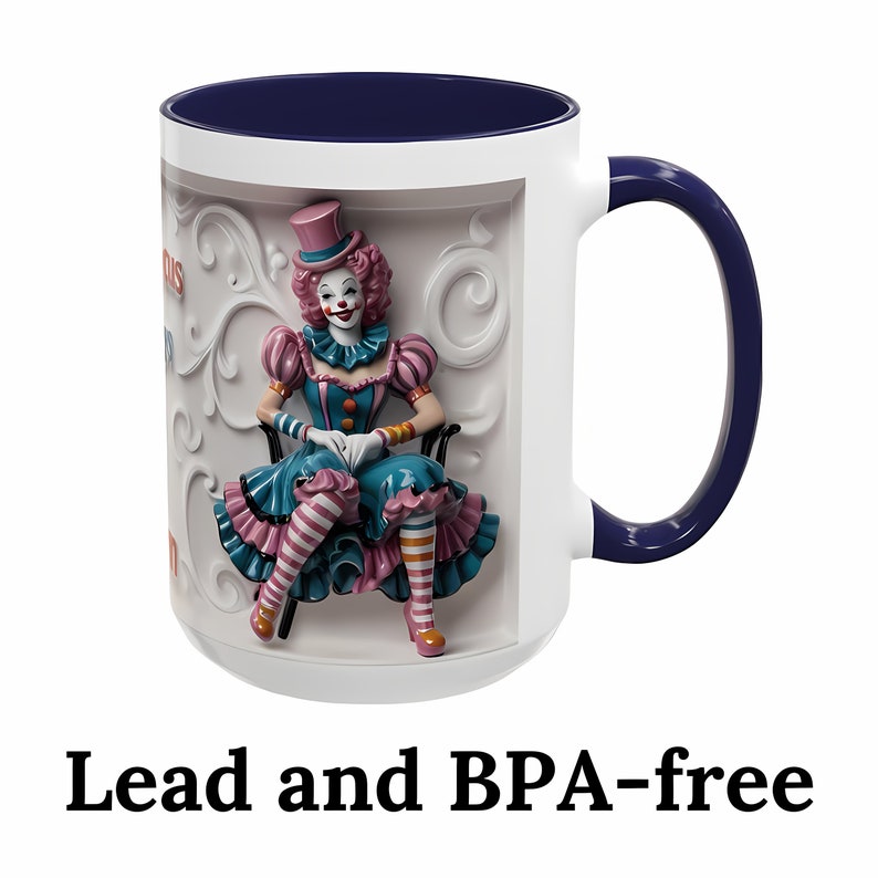 Lady Clown Mug, Circus Clown Mug, Large Two Tone Ceramic Mug, Life is a ...
