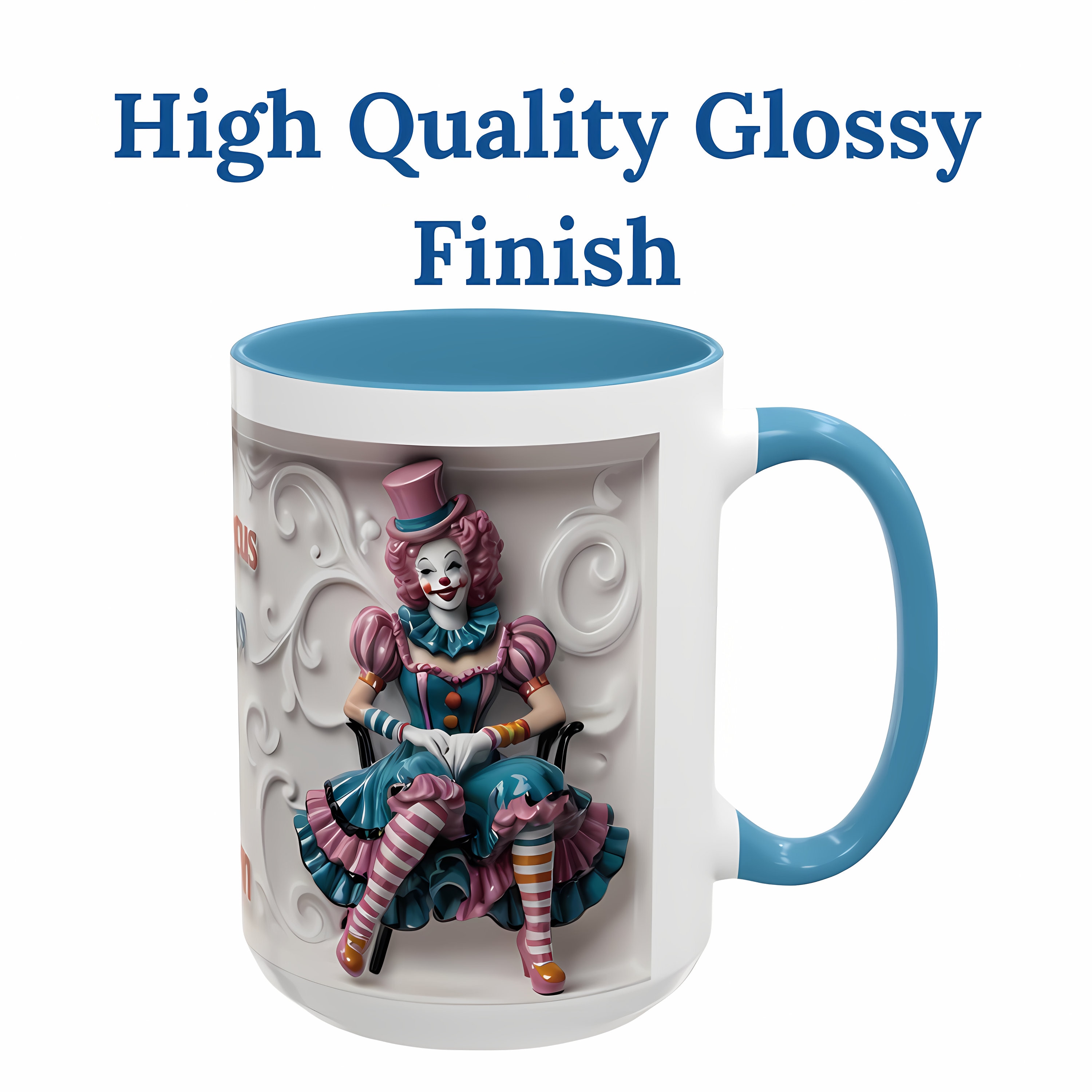 Lady Clown Mug, Circus Clown Mug, Large Two Tone Ceramic Mug, Life is a ...