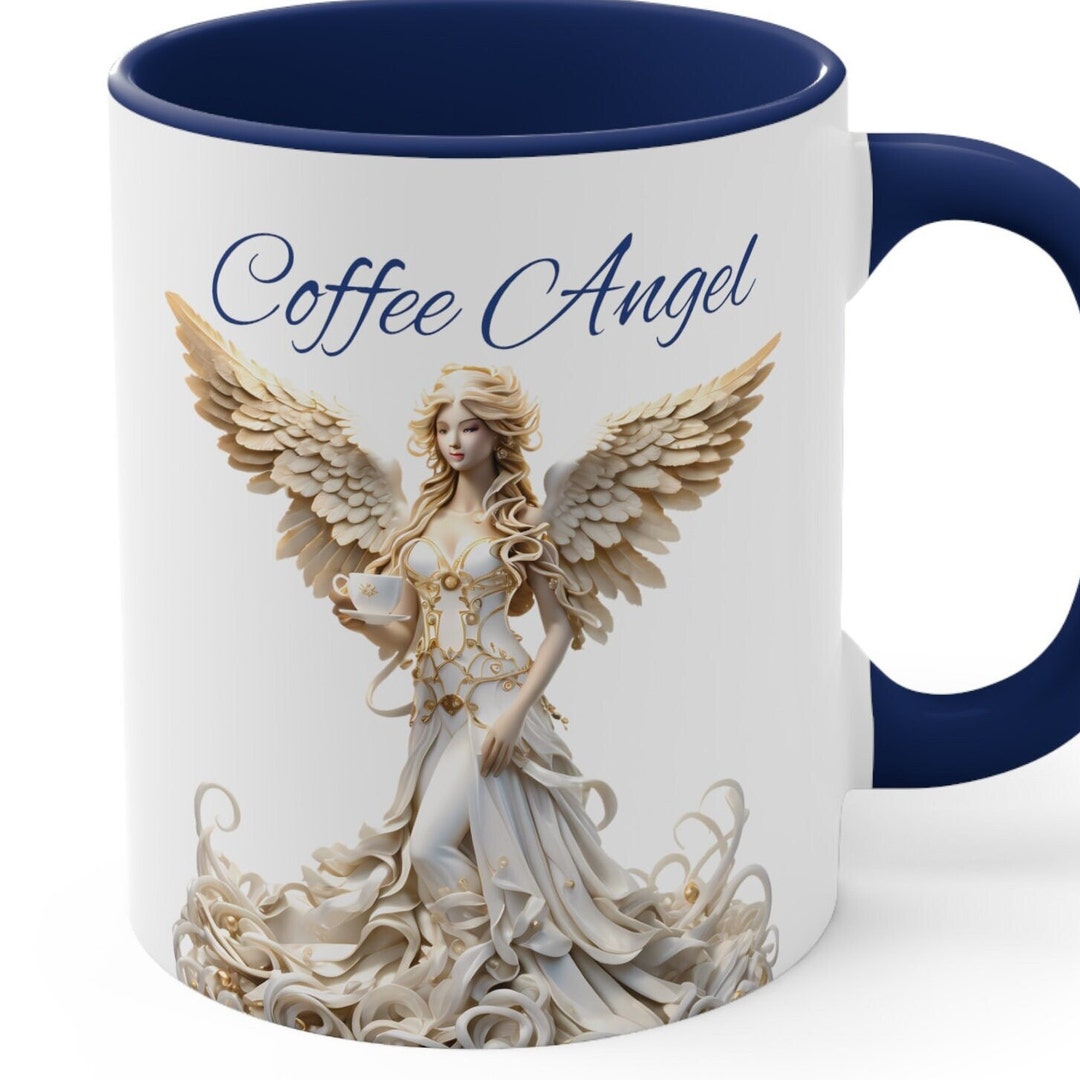 Coffee Angel Two Tone Coffee Mug, Heavenly Angel Coffee Cup, Celestial ...