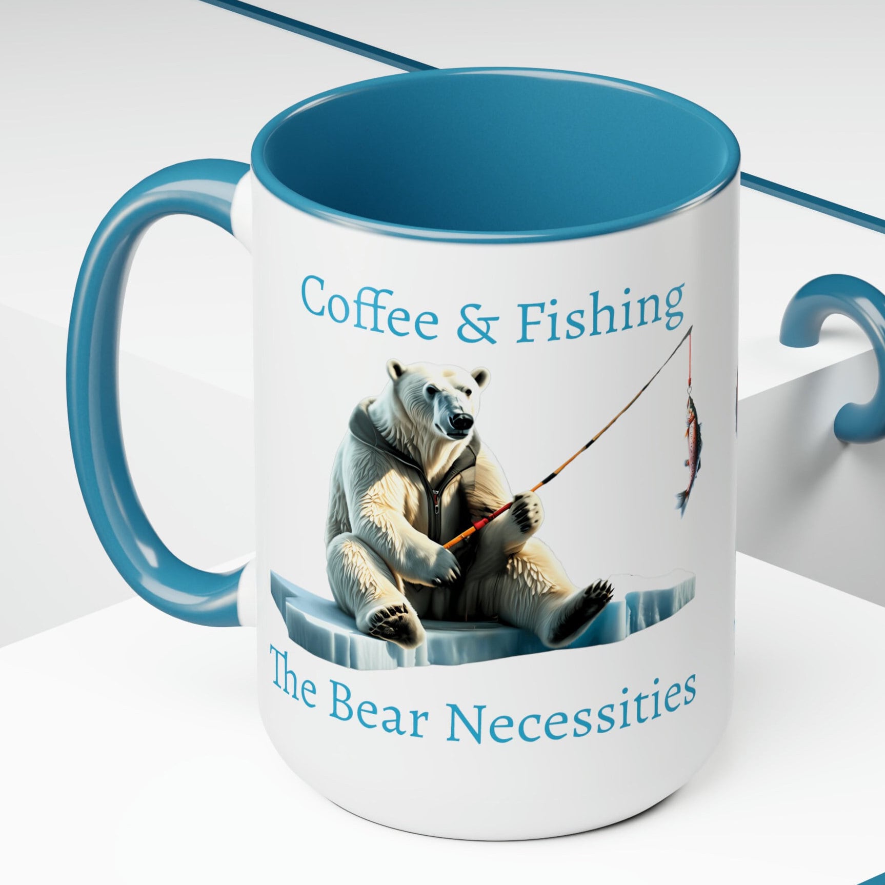 Coffee & Fishing the Bear Necessities Large Two-tone Ceramic Mug Polar ...