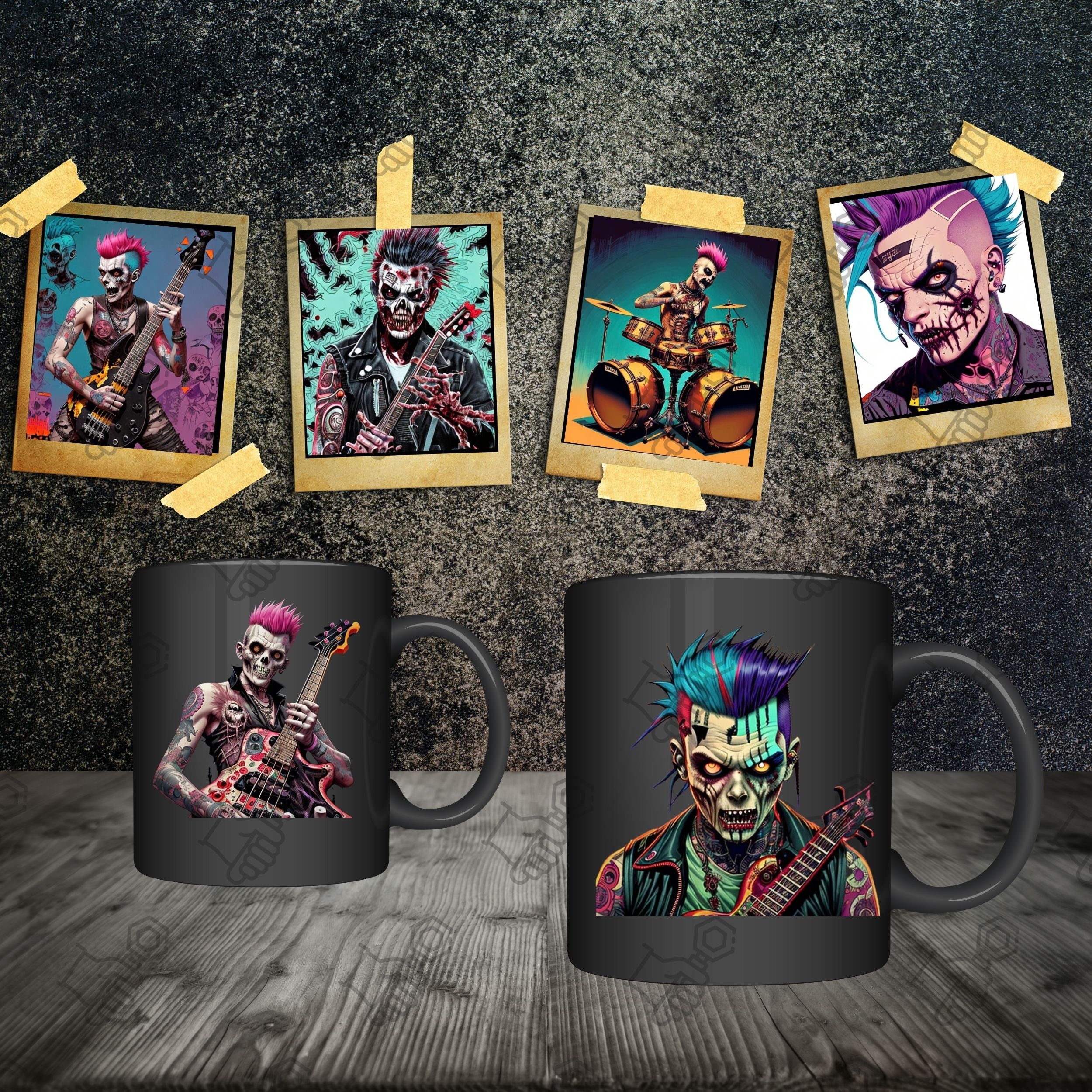 35 Halloween Inspired Punk Rock Zombie Png's, 4k Hi-res 12x12 Canvas ...