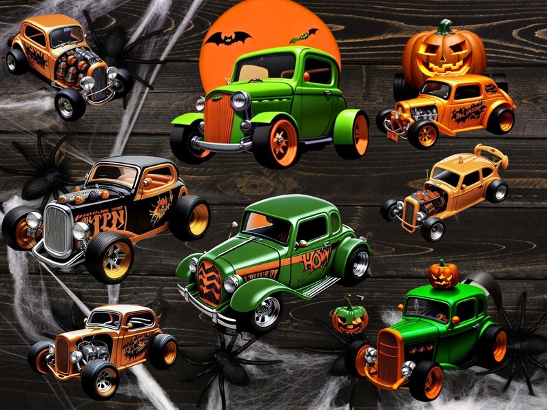 Halloween Hot Rod Clipart- 20 High Quality 4x 300dpi Png's-digital ...