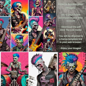 35 Halloween Inspired Punk Rock Zombie Png's, 4k Hi-res 12x12 Canvas ...