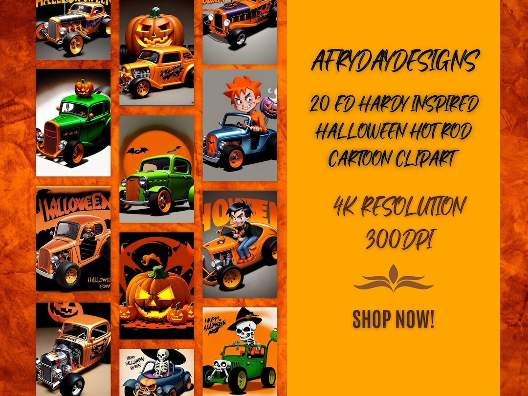 Halloween Hot Rod Clipart- 20 High Quality 4x 300dpi Png's-digital ...