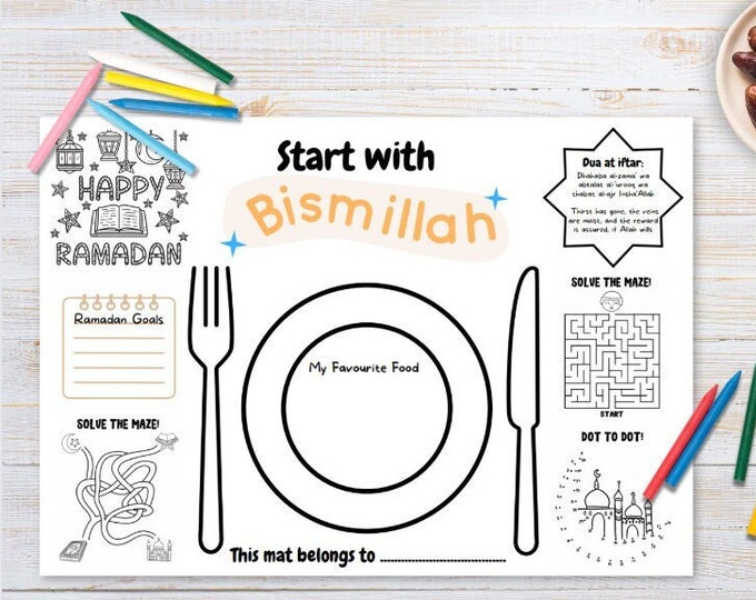 Ramadan Printable Table Mat for Kids, Ramadan Gift, Ramadan Craft ...