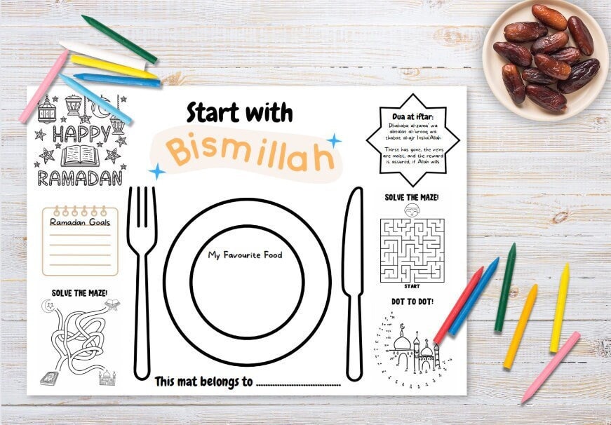 Ramadan Printable Table Mat for Kids, Ramadan Gift, Ramadan Craft ...