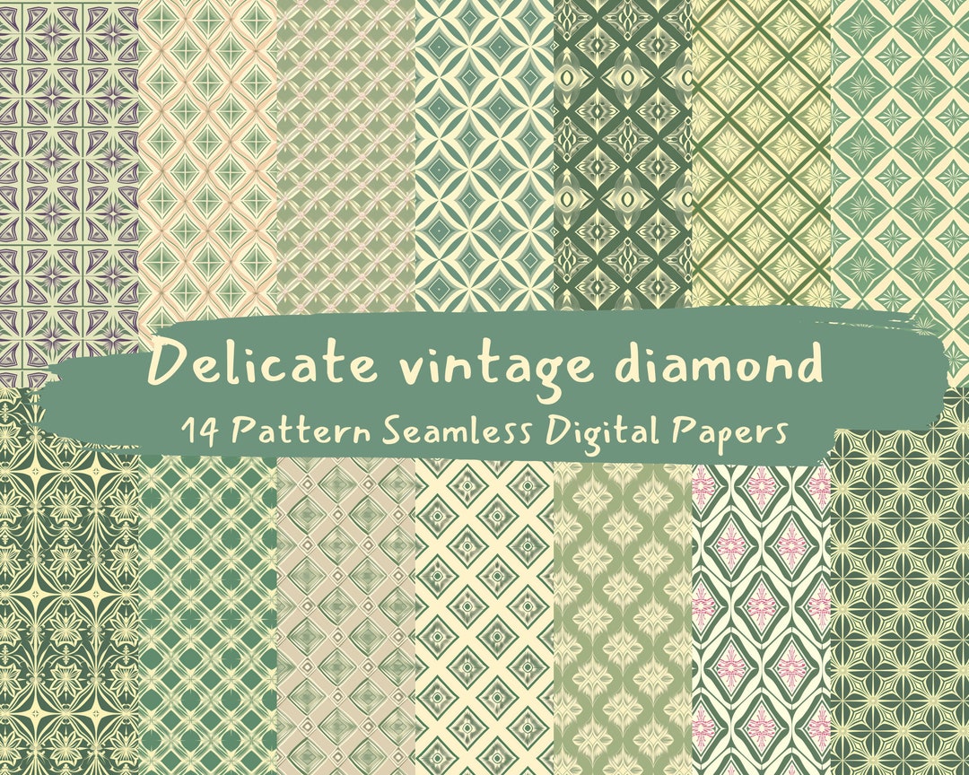 Delicate Vintage Diamond Pattern Seamless Digital Papers - Printable ...
