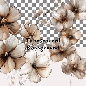 Boho Flowers Printable Clipart, Png Format, Transparent Background ...