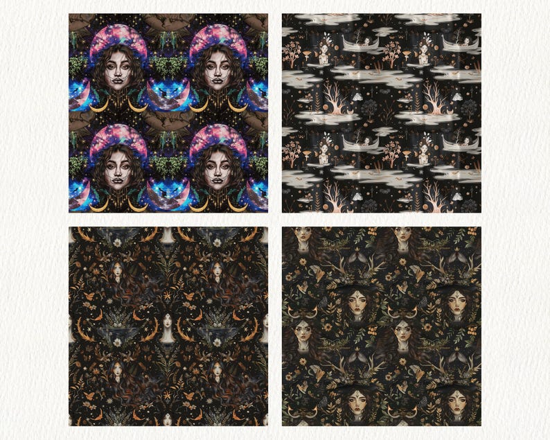 Nature Goddess Pattern Seamless Digital Papers - Printable Scrapbook ...