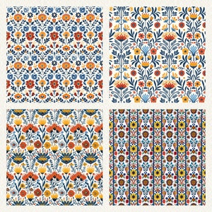 Dark Scandinavian Floral Pattern Seamless Digital Papers - Printable ...