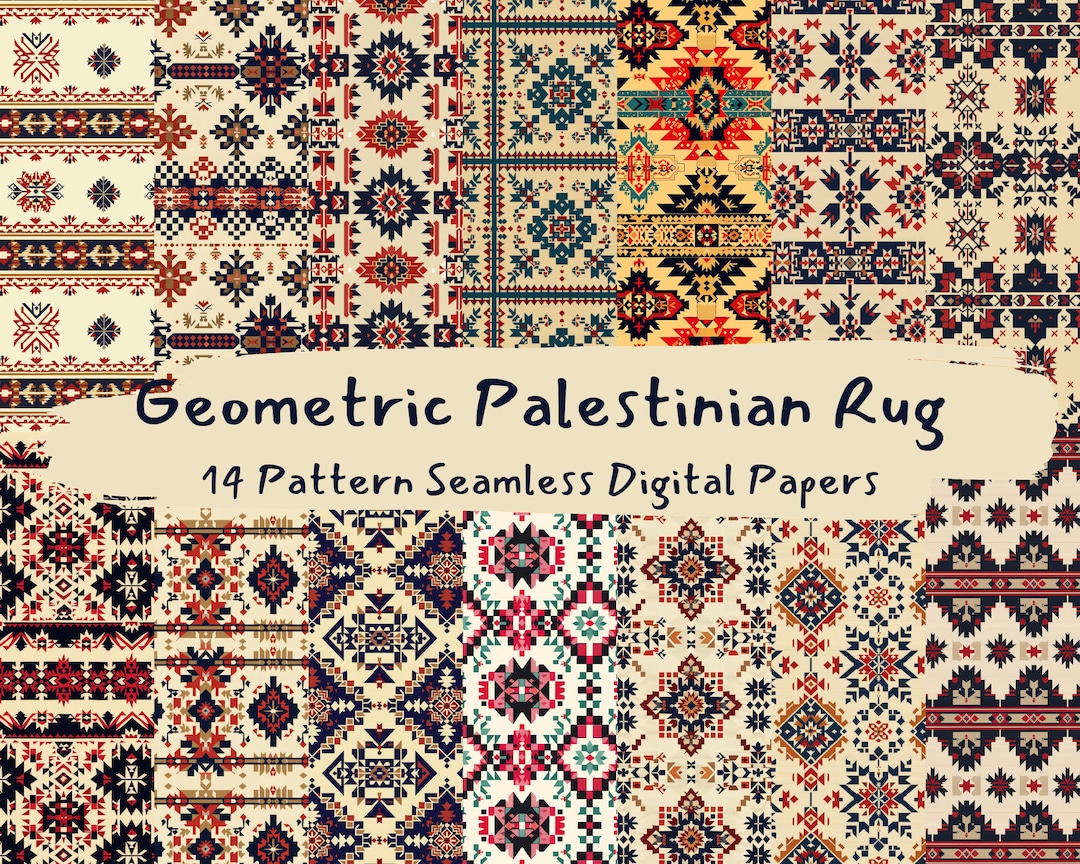 Geometric Palestinian Rug Pattern Seamless Digital Papers - Printable ...