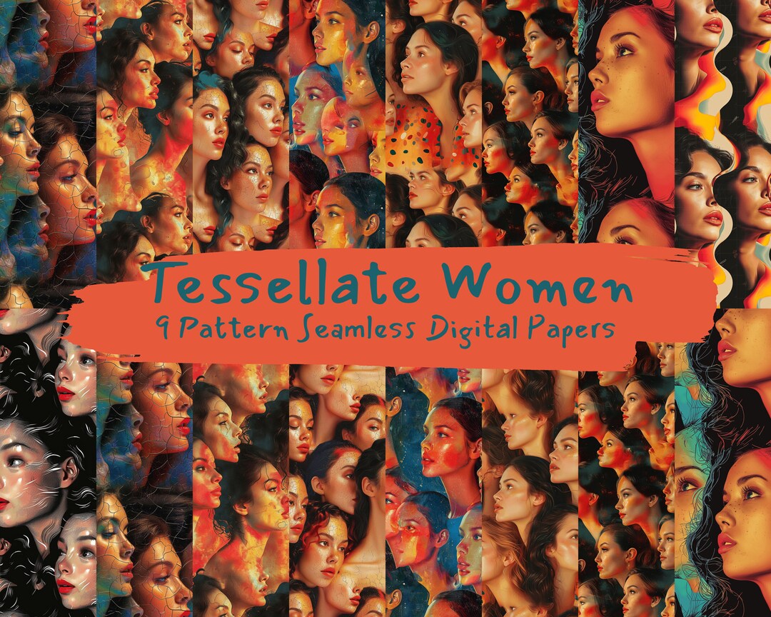 Tessellate Women Pattern Seamless Digital Papers - Tile Patterns ...