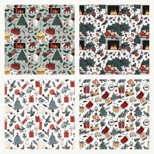 Boho Christmas Movie Pattern Seamless Digital Papers - Printable ...