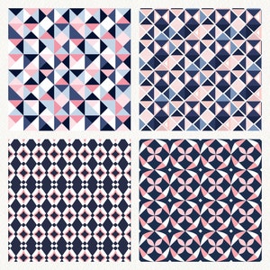 Navy and Pink Pattern Seamless Digital Papers Printable Scrapbook Paper ...