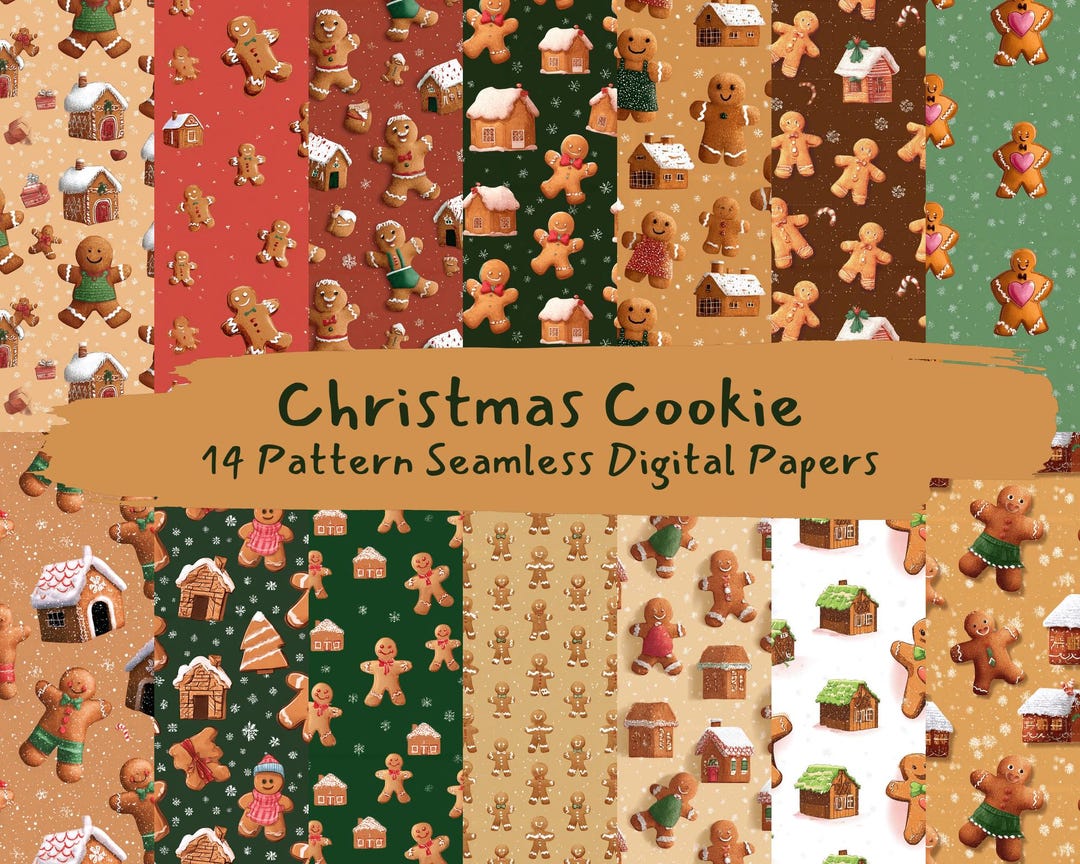 Christmas Cookie Pattern Seamless Digital Papers - Printable Scrapbook ...