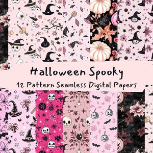 Halloween Spooky Pattern Seamless Digital Papers - Printable Scrapbook ...