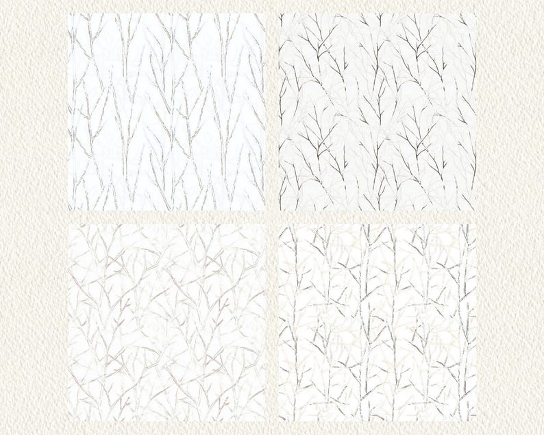 White Twig Texture Pattern Seamless Digital Papers - Printable ...