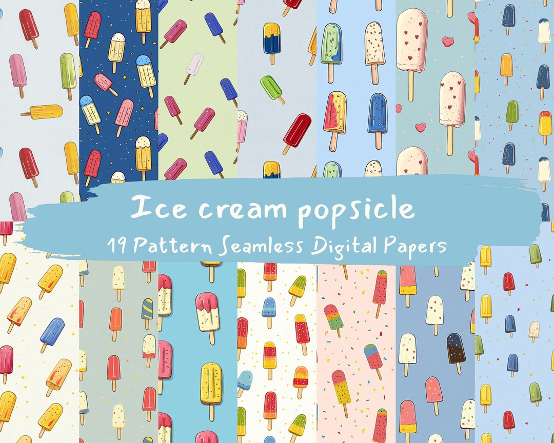 Ice Cream Popsicle Pattern Seamless Digital Papers - Printable ...
