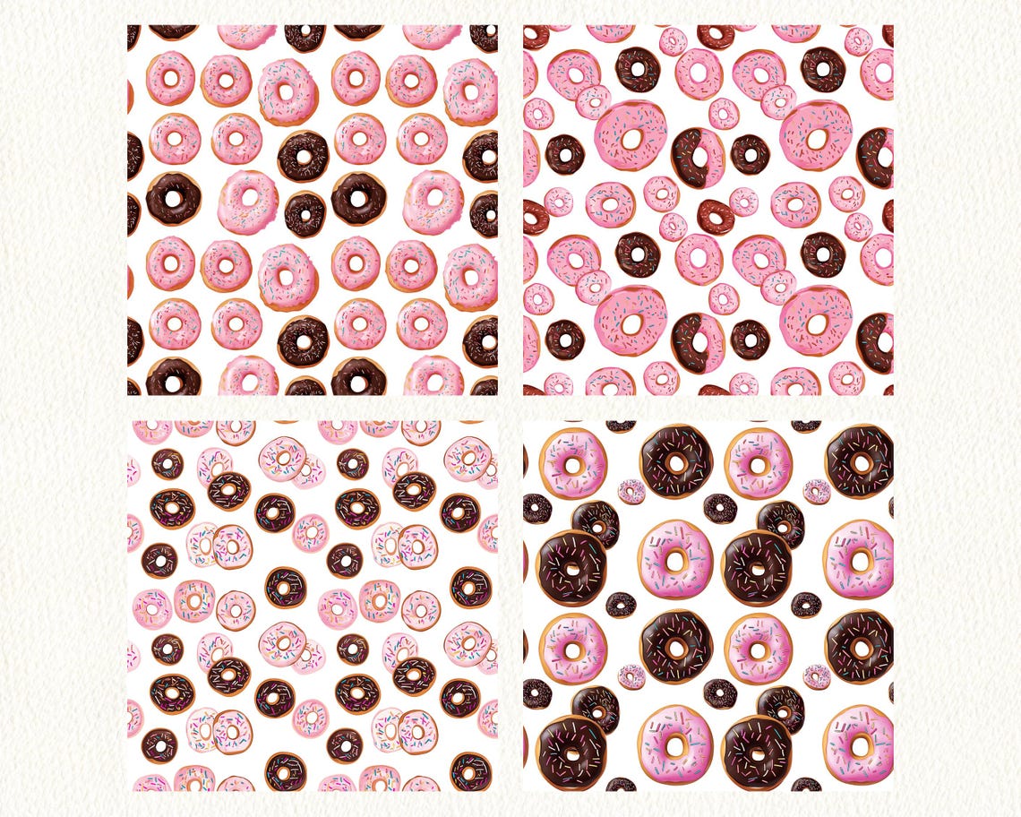 Chocolate Donuts Pattern Seamless Digital Papers - Printable Scrapbook ...