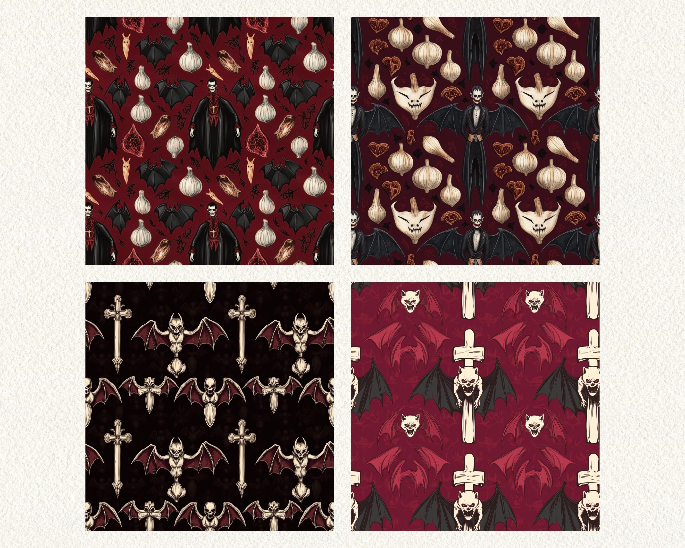 Halloween Vampire Pattern Seamless Digital Papers - Printable Scrapbook ...