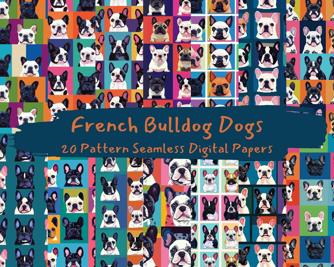 French Bulldog Dogs Pattern Seamless Digital Papers - Printable ...