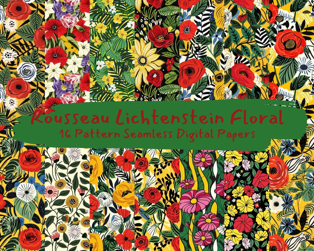 Rousseau Lichtenstein Floral Pattern Seamless Digital Papers ...