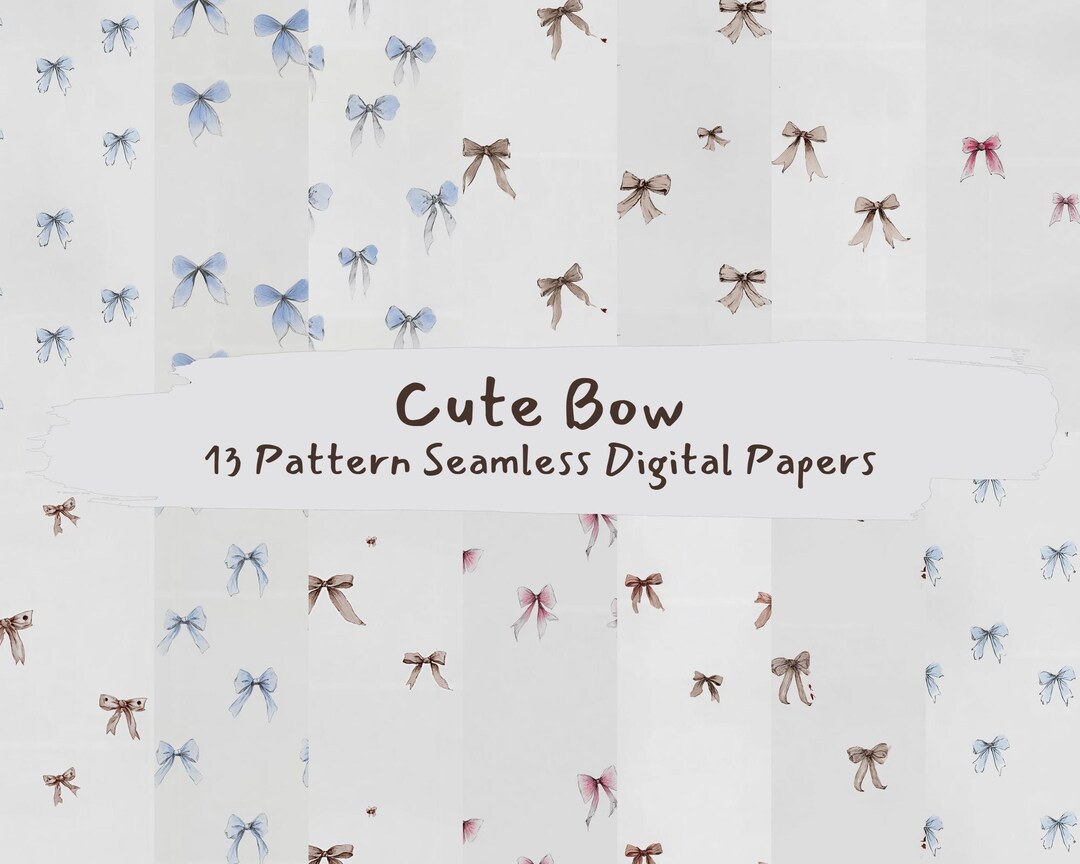 Cute Bow Pattern Seamless Digital Papers - Printable Scrapbook Paper ...
