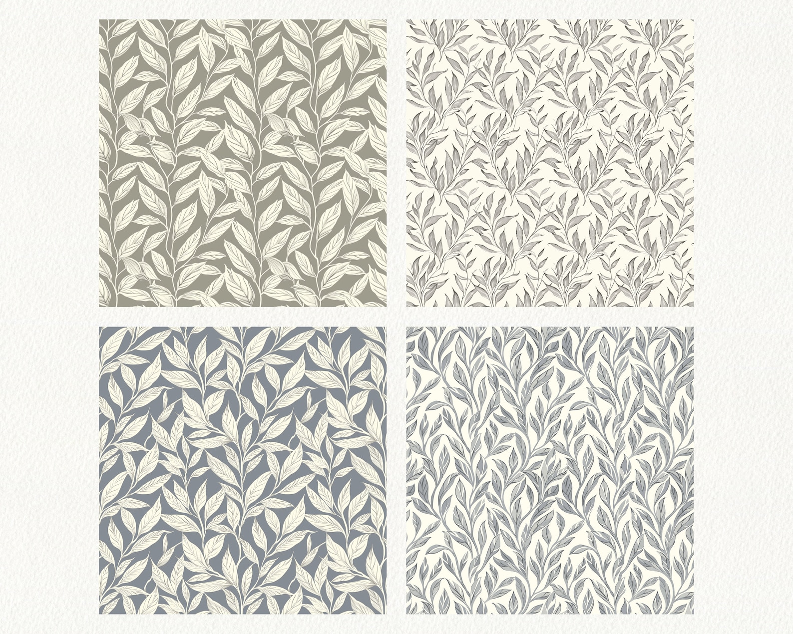 Motif Leaves Wallpaper Pattern Seamless Digital Papers - Printable ...