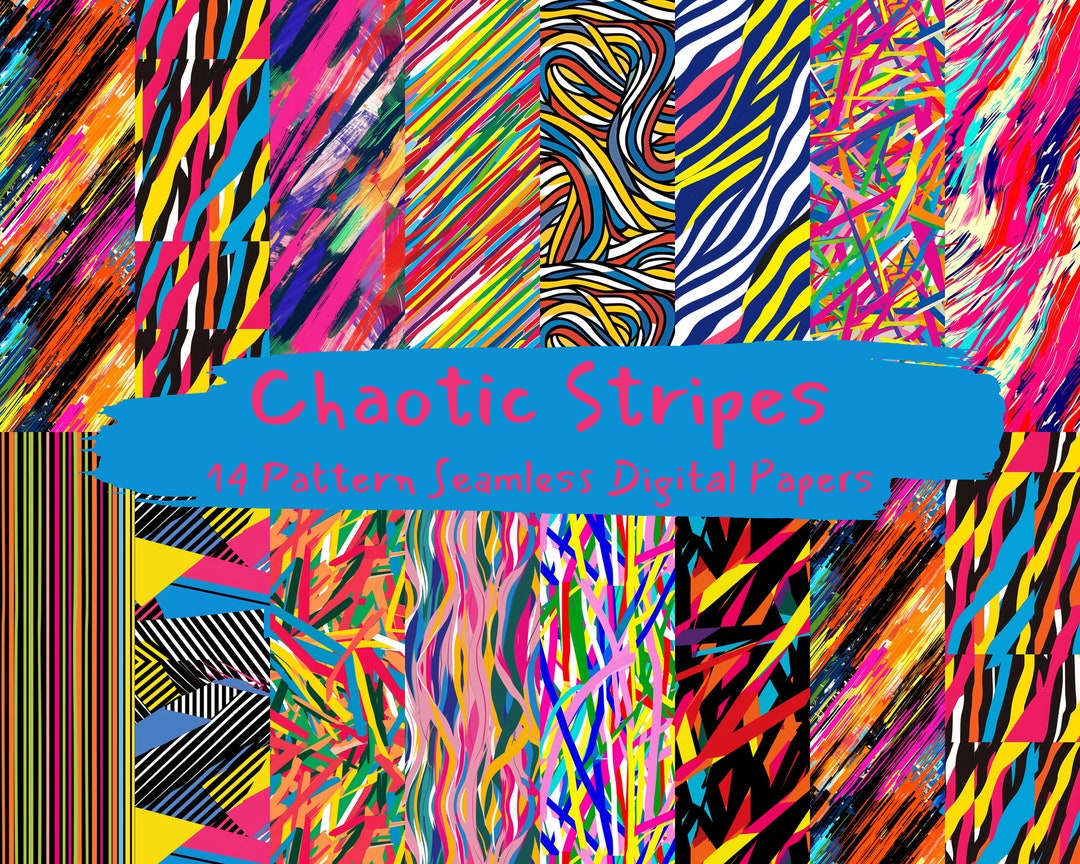 Chaotic Stripes Pattern Seamless Digital Papers - Printable Scrapbook ...