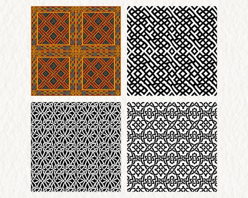 Viking Geometric Pattern Seamless Digital Papers Printable Scrapbook ...