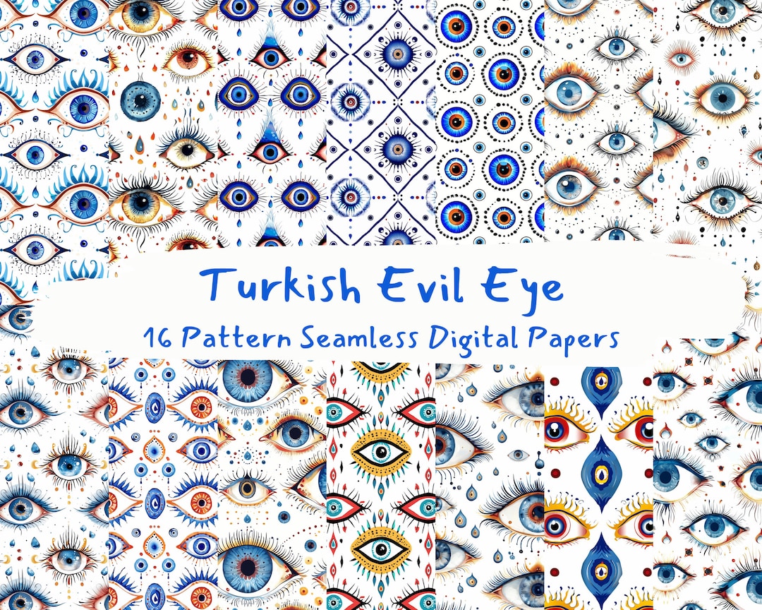 Turkish Evil Eye Pattern Seamless Digital Papers - Printable Scrapbook ...