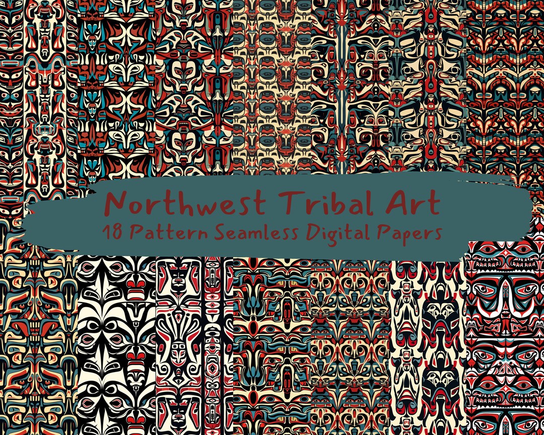 Northwest Tribal Art Pattern Seamless Digital Papers - Printable ...