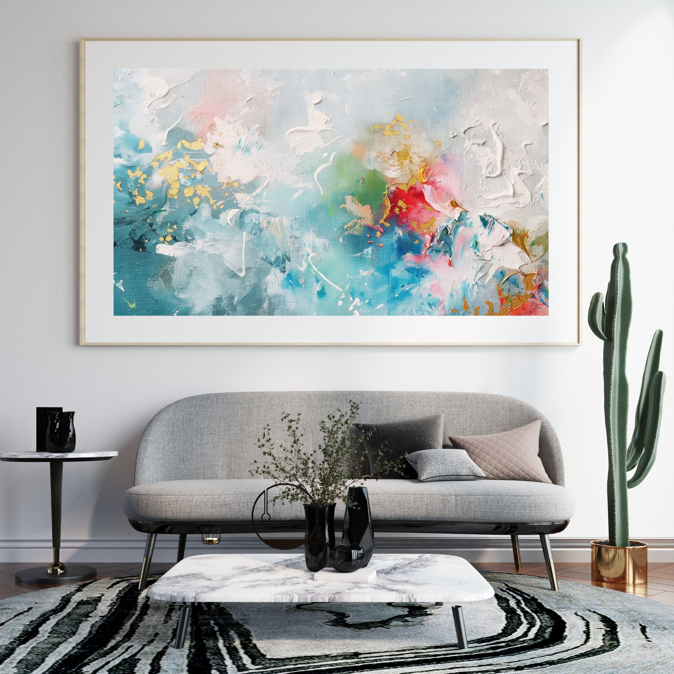 Modern Abstract Painting Soft Colors Textured Printable Digital Art ...