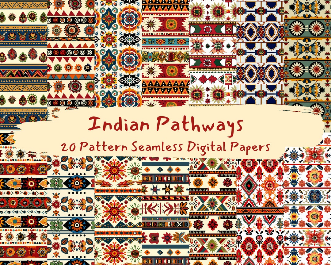 Indian Pathways Pattern Seamless Digital Papers Printable Scrapbook ...