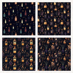 Witchy Spell Potion Pattern Seamless Digital Papers - Printable ...