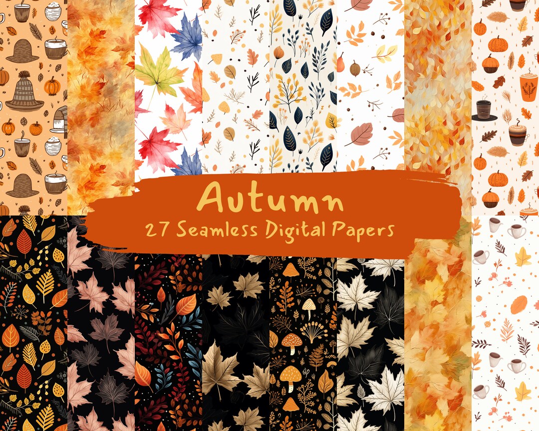 Autumn Season Pattern Seamless Printable Patterns, Instant Download ...