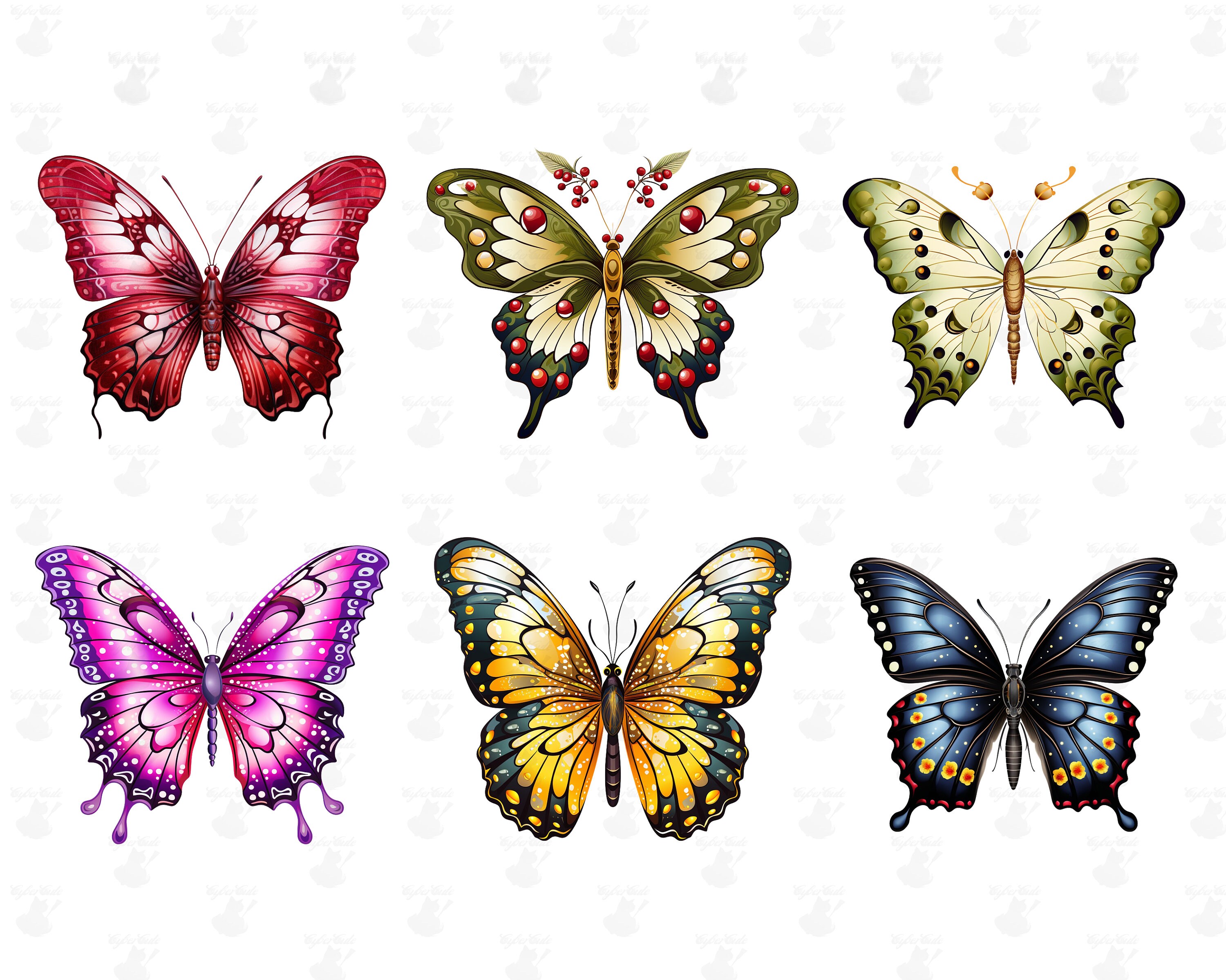 Butterfly Clipart Digital Printable Clip Art Graphics in PNG - Etsy