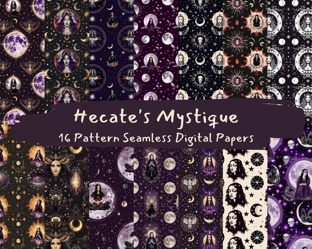 Hecate's Mystique Pattern Seamless Digital Papers - Printable Scrapbook ...