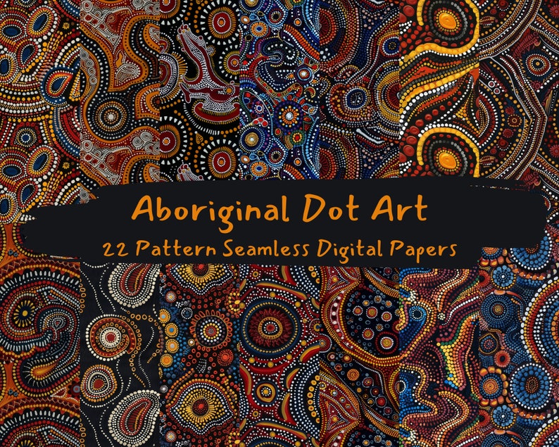 Aboriginal Dot Art Pattern Seamless Digital Papers Printable Scrapbook ...
