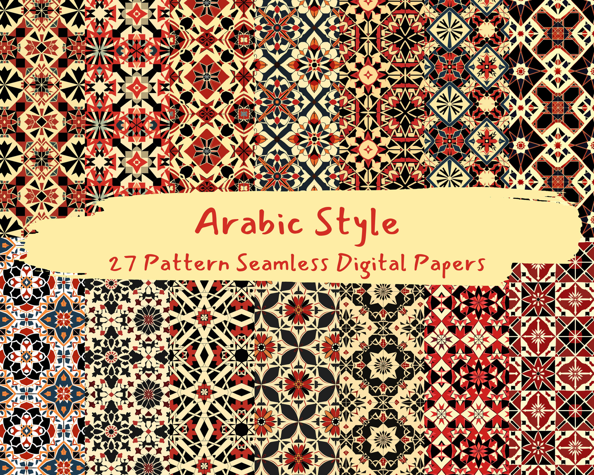 Arabic Style Pattern Seamless Digital Papers printable scrapbook paper ...