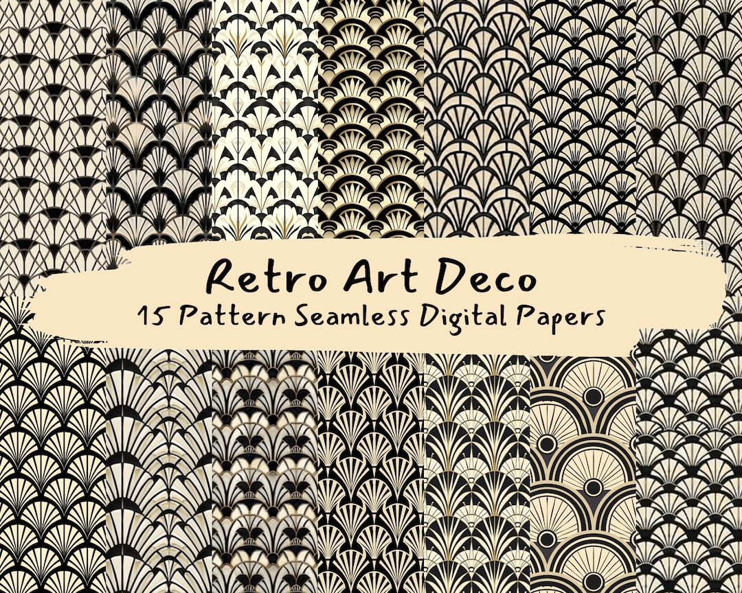 Retro Art Deco Pattern Seamless Digital Papers - Printable Scrapbook ...