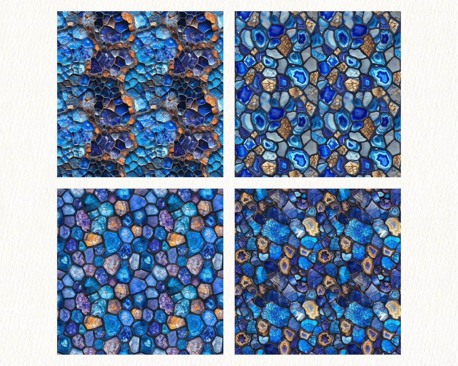 Blue Stained Glass Pattern Seamless Digital Papers - Printable ...