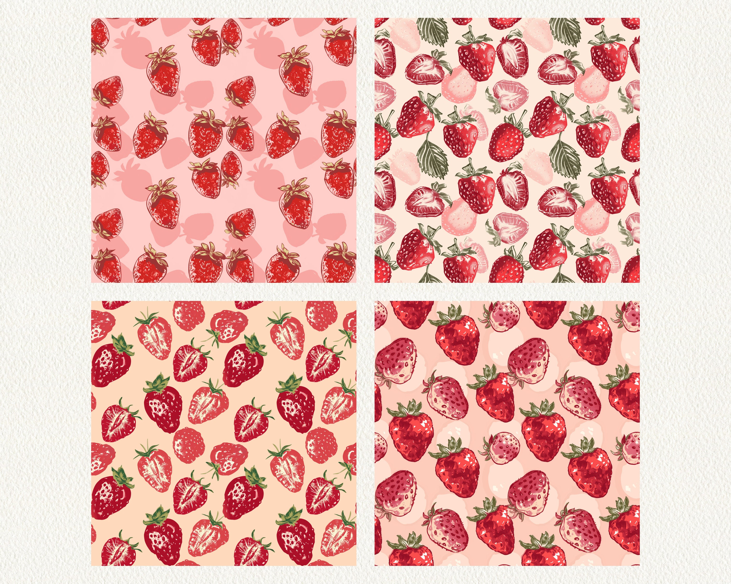 Sweet Tasty Strawberries Pattern Seamless Digital Papers Printable ...