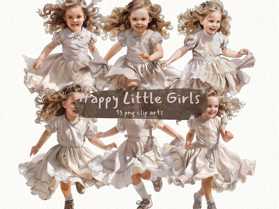 Happy Little Girls Printable Clipart, Png Format, Transparent ...