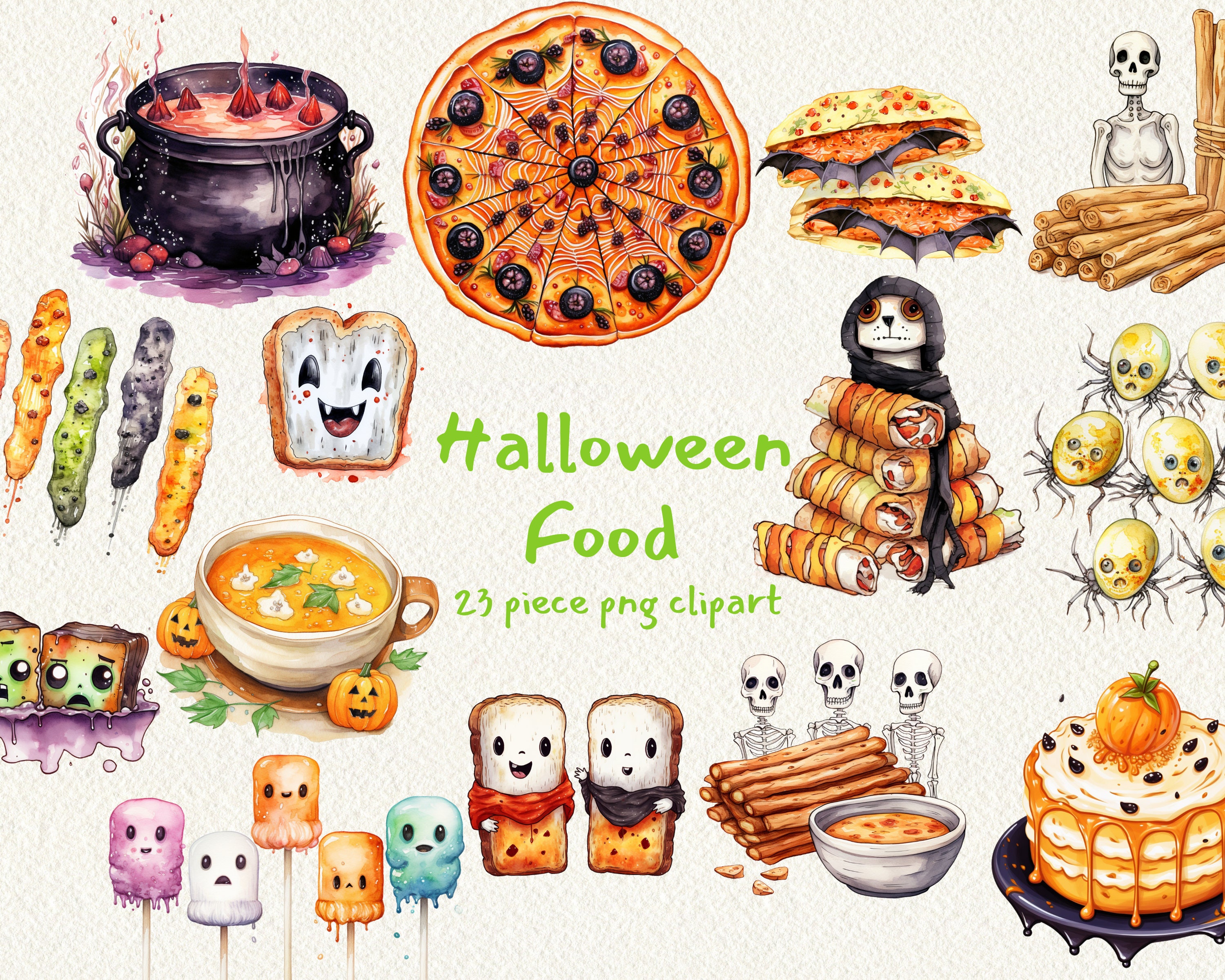 Halloween Food Digital Printable Clipart Bundle in PNG Format ...