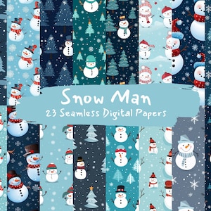 Snow Man Winter Pattern Seamless Printable Patterns, Instant Download ...