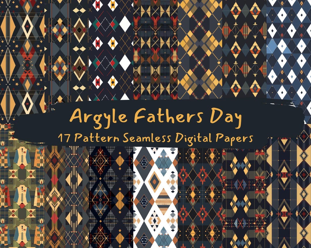 Argyle Fathers Day Pattern Seamless Digital Papers - Printable ...